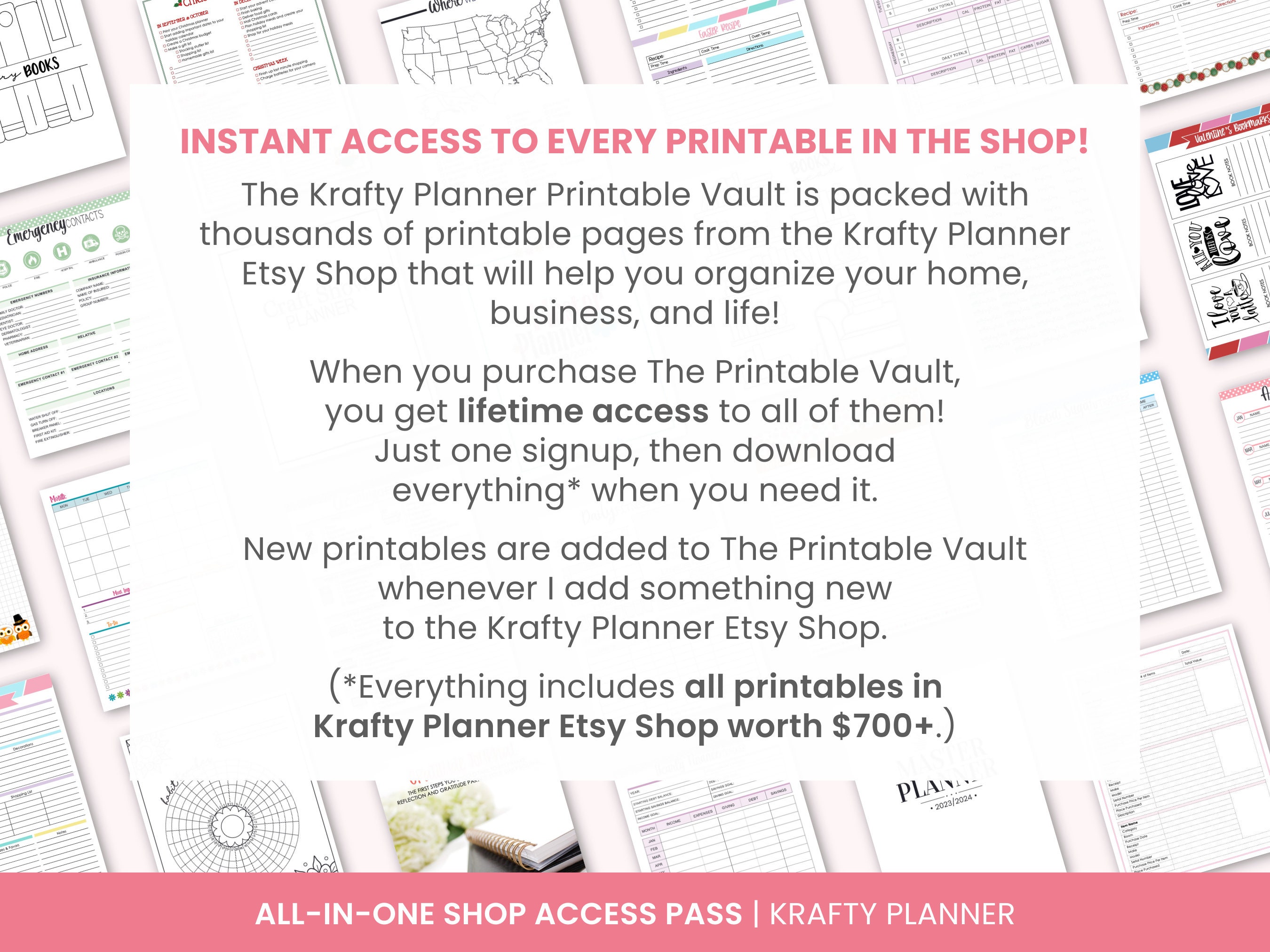 Krafty Planner Printable Vault | All-in-one Access Pass Lifetime Shop ...