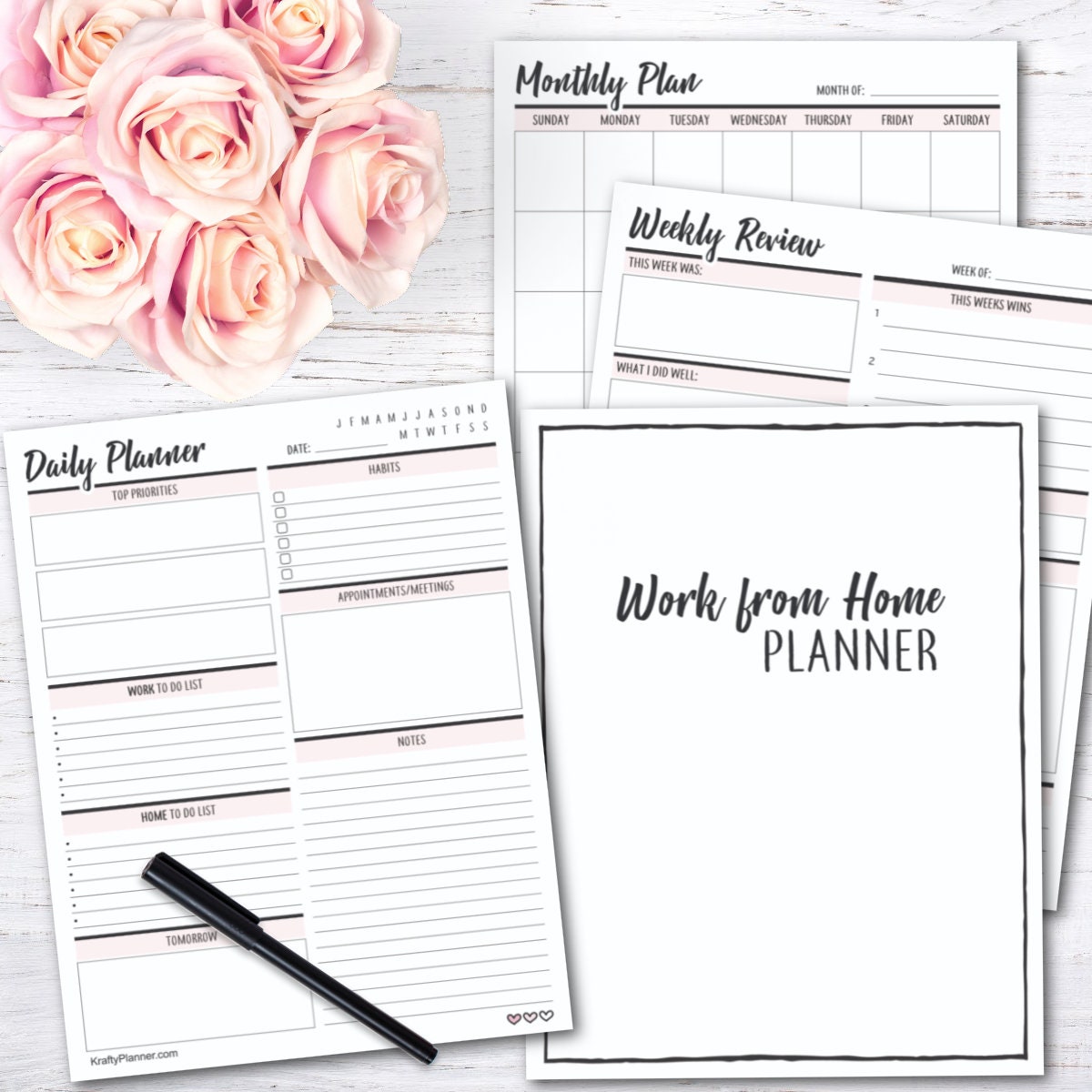 Work at Home Planner, Printable PDF - Etsy