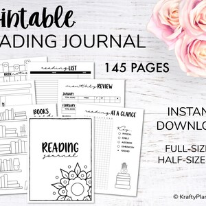 Reading Journal Printable Book Lover's Diary Literary Log and Tracker ...