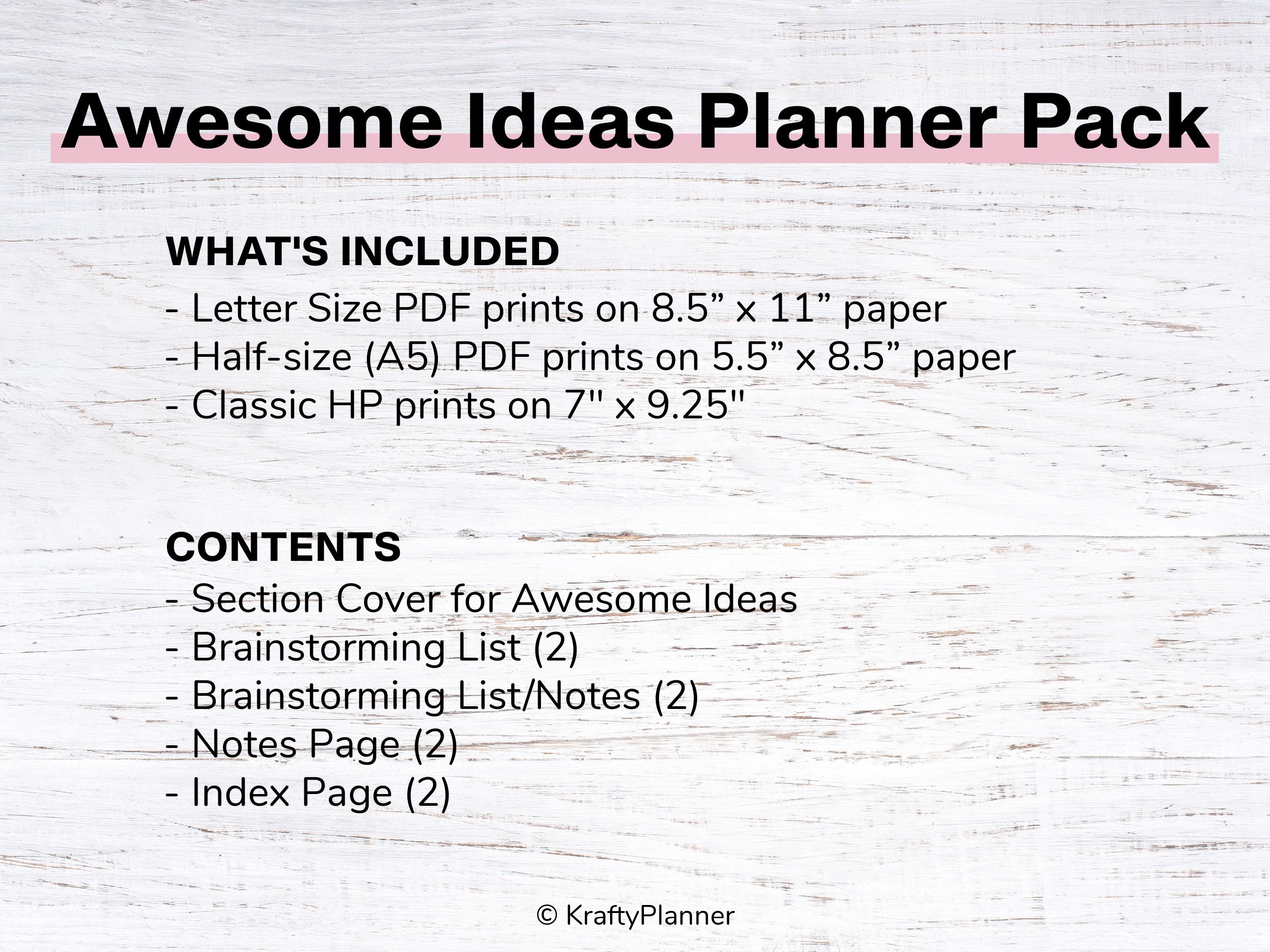Awesome Ideas Planner Pack - 16 Pages {instant Download} - Etsy