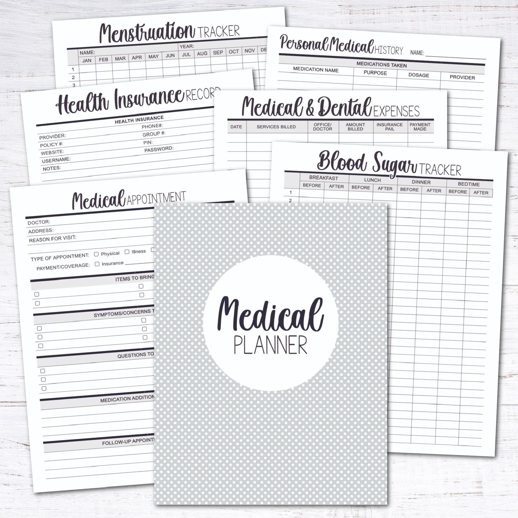 Medical Planner Printable Health Organizer Doctor Appt Tracker Health ...