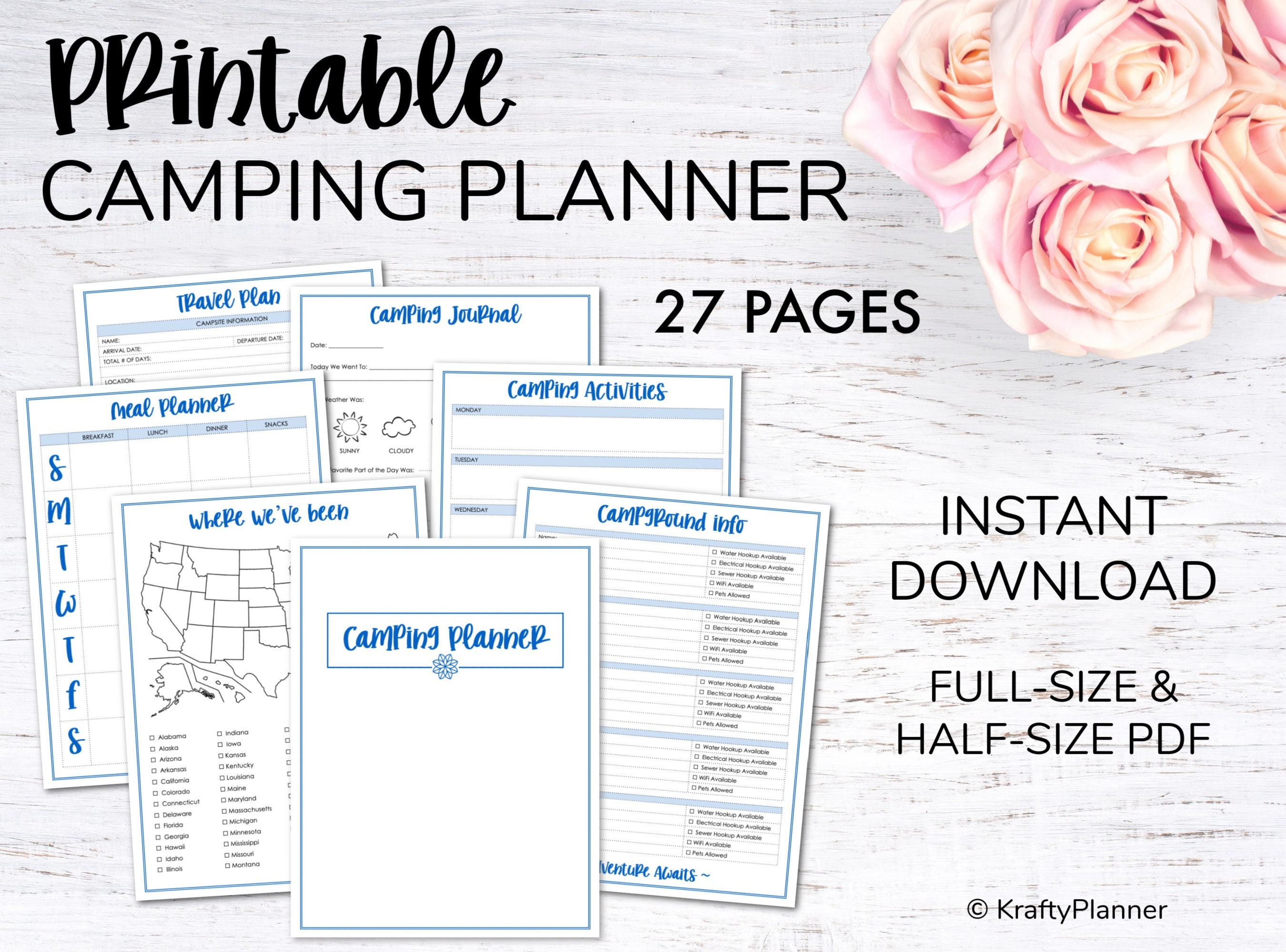Camping Planner and Journal Printable Camping Journal Printable Travel ...