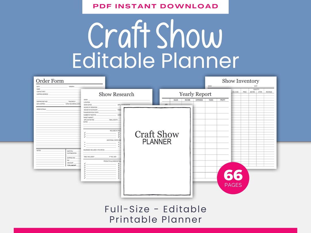 Editable Craft Show Planner, Craft Fair Planner, Craft Order Form ...