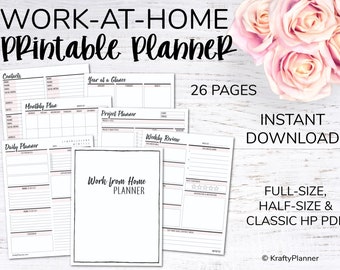Work From Home Planner Printable Daily Work Planner Home Business ...