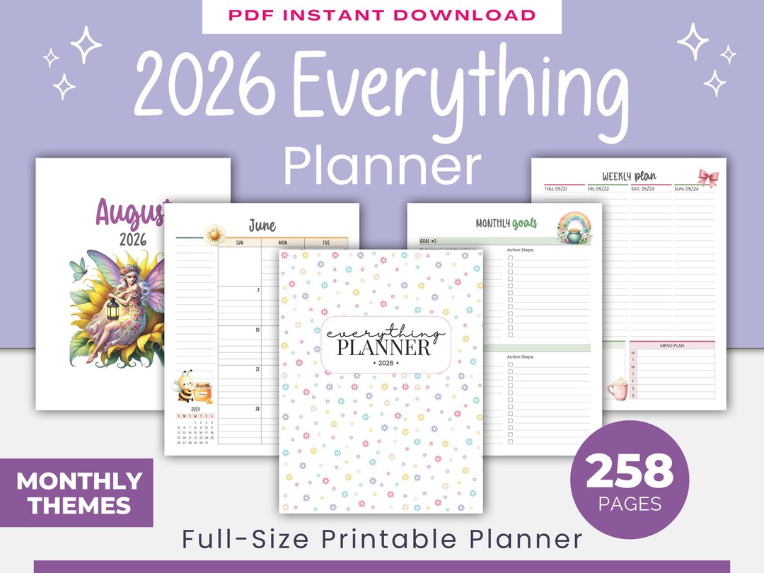 2026 Everything Planner – Monthly Themed Seasonal Printable | Full-size ...