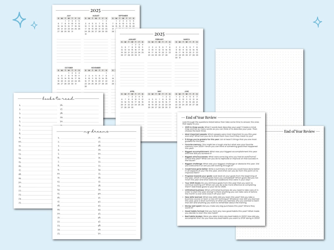 2025 Everything Planner Printable PDF Minimalist Monthly, Weekly, and ...