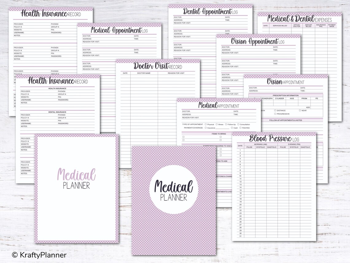 Medical Planner Printable Health Organizer Doctor Appt Tracker Health ...