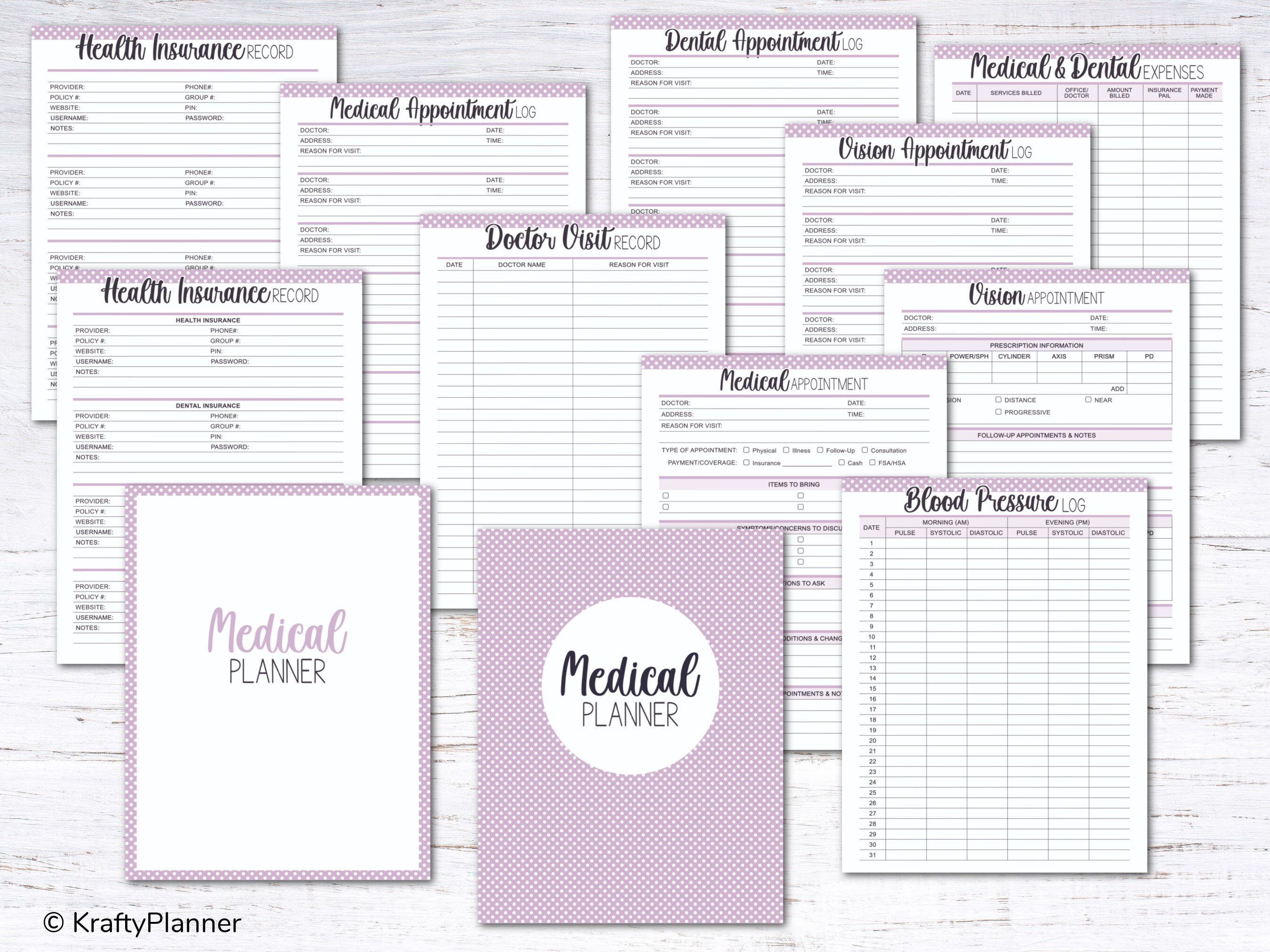 Medical Planner Printable Health Organizer Doctor Appt Tracker Health ...