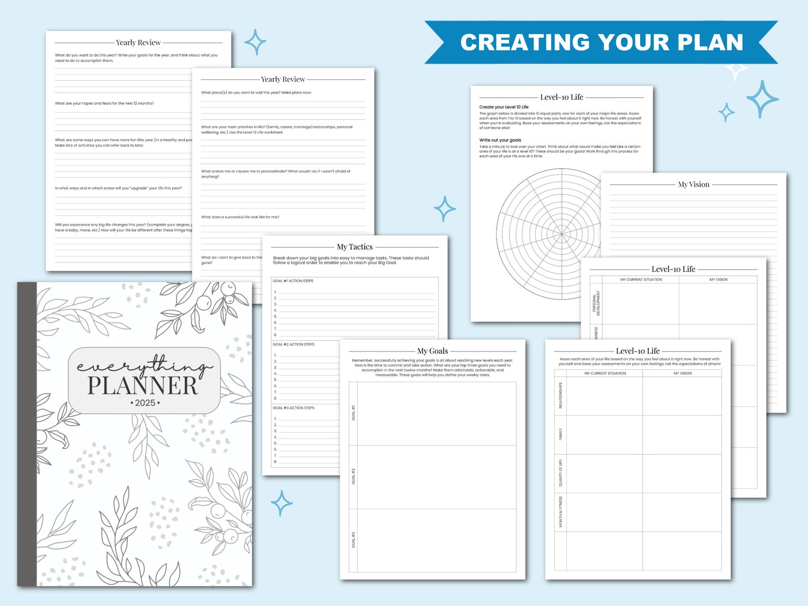 2025 Everything Planner Printable PDF Minimalist Monthly, Weekly, and ...