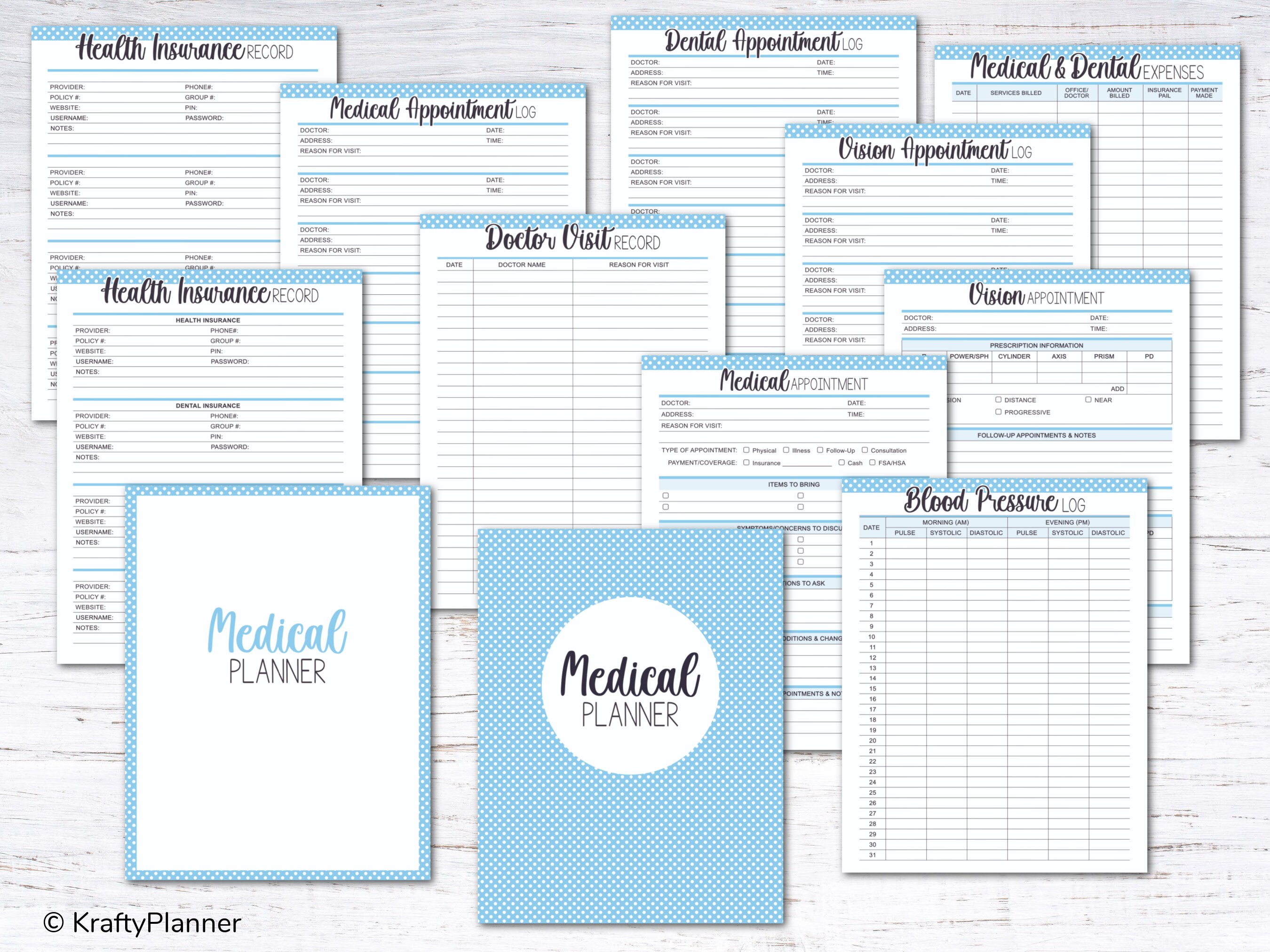 Medical Planner Printable Health Organizer Doctor Appt Tracker Health ...