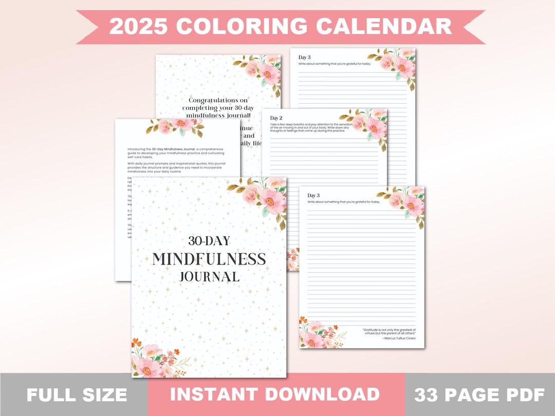 30-day Mindfulness Journal | Guided Journal for 30 Days of Calm, Focus ...