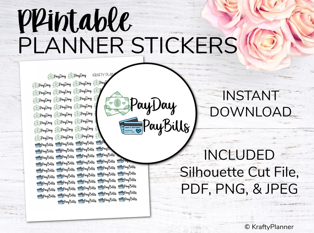 Pay Day & Pay Bills Printable Planner Stickers - Etsy