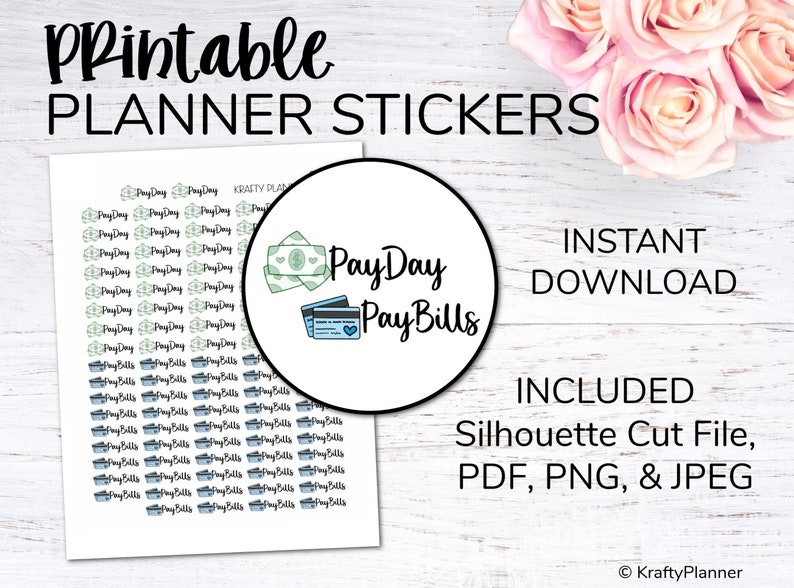 Pay Day & Pay Bills Printable Planner Stickers - Etsy