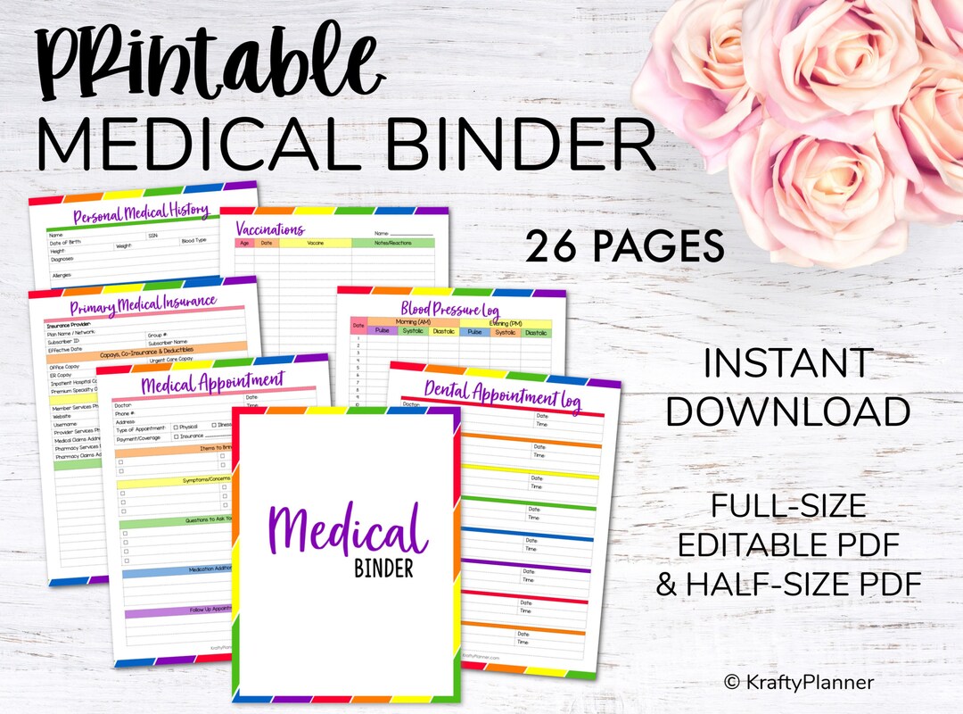 Medical Planner Printable Health Organizer Doctor Appointment Tracker ...