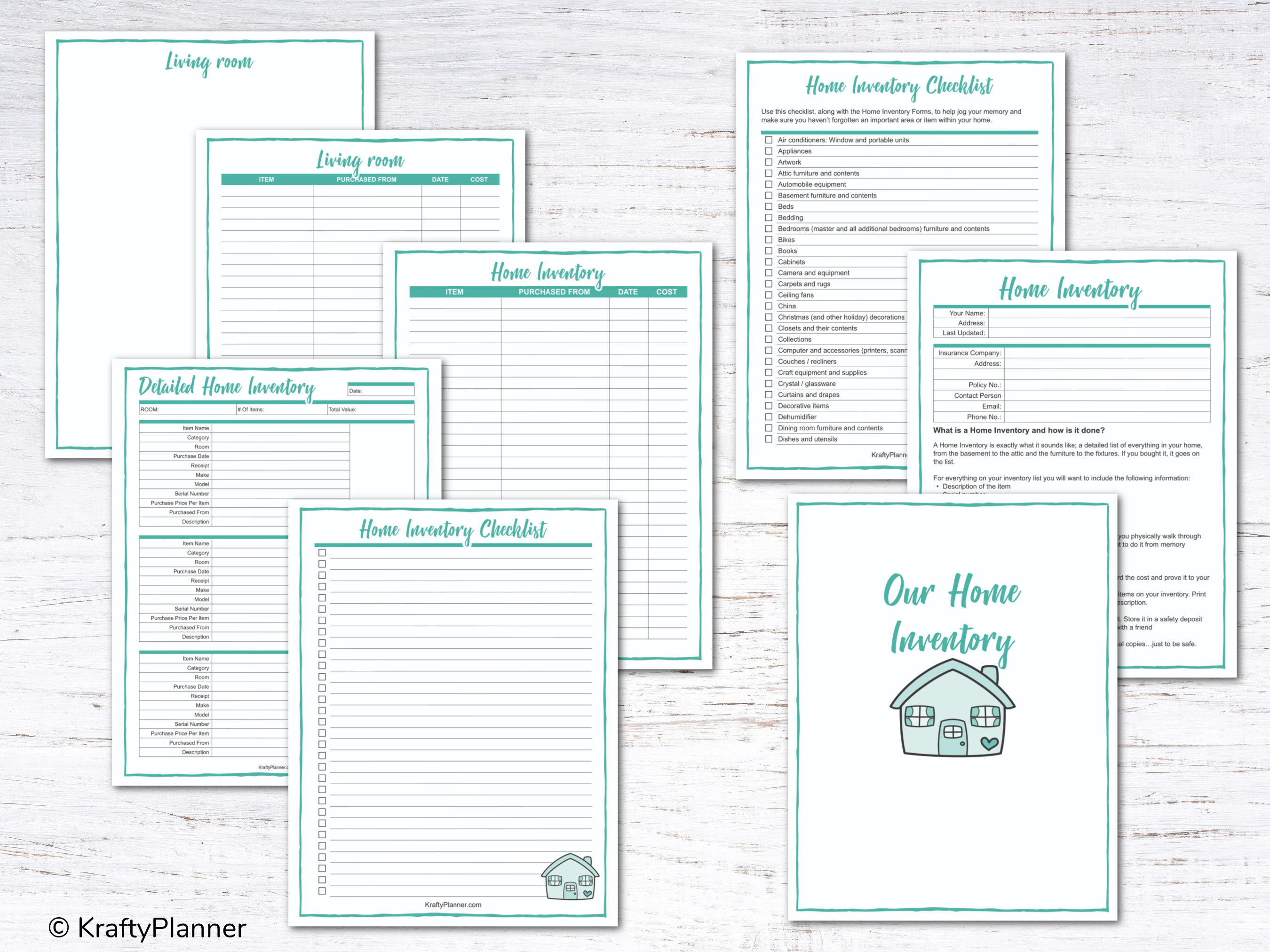 Home Inventory Planner Printable Household Asset Tracker, Property ...