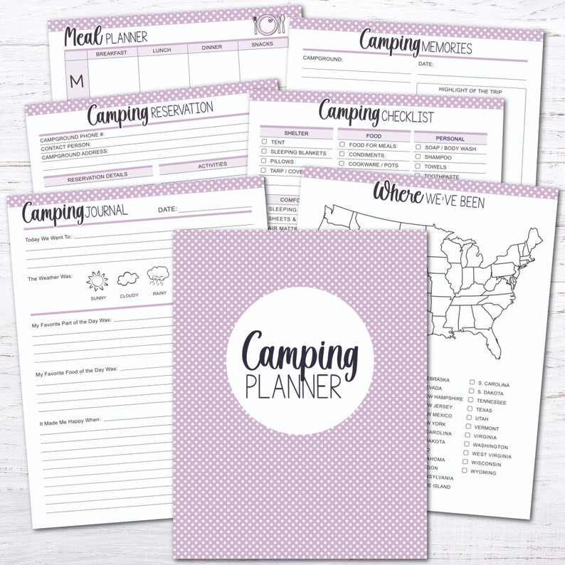 Camping Planner and Journal Editable PDF Purple Camping Planner ...
