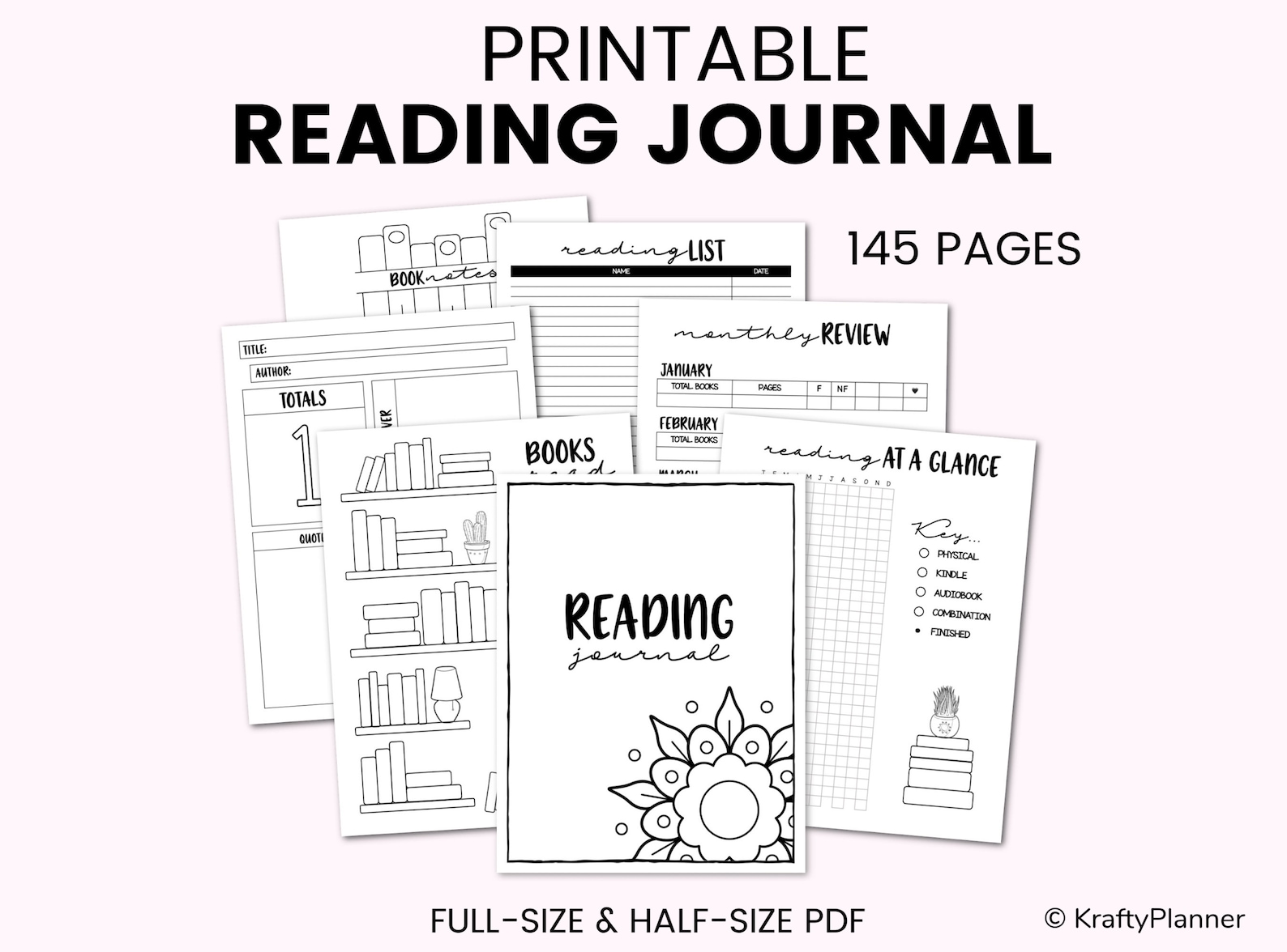 Reading Journal: Printable Book Lover's Diary and Tracker | Book Review ...