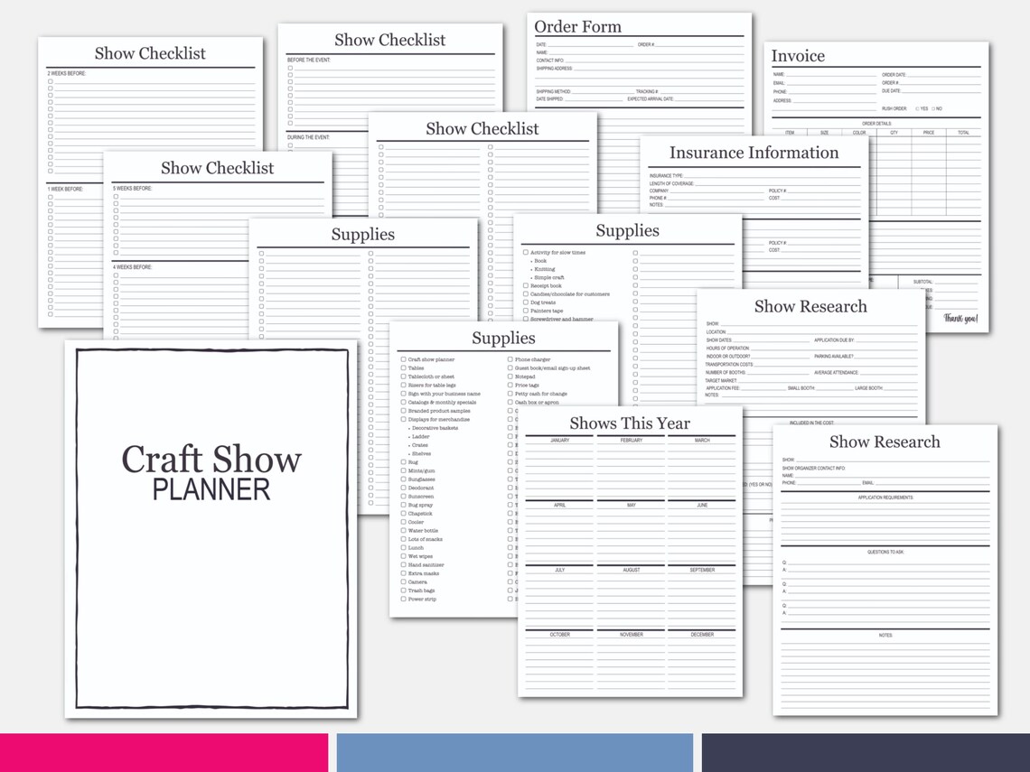 Editable Craft Show Planner, Craft Fair Planner, Craft Order Form ...