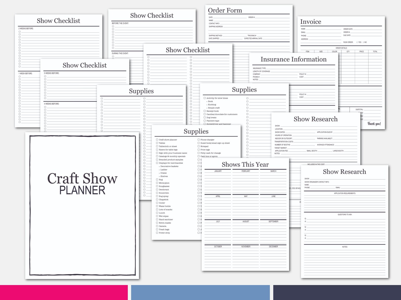 Editable Craft Show Planner, Craft Fair Planner, Craft Order Form ...