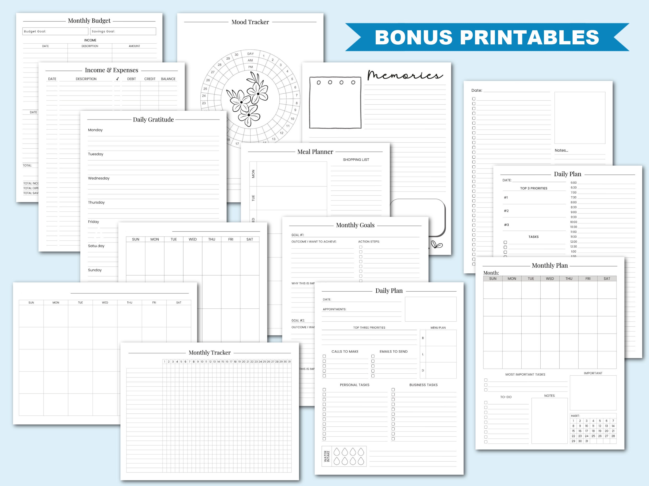2025 Everything Planner Printable PDF Minimalist Monthly, Weekly, and ...