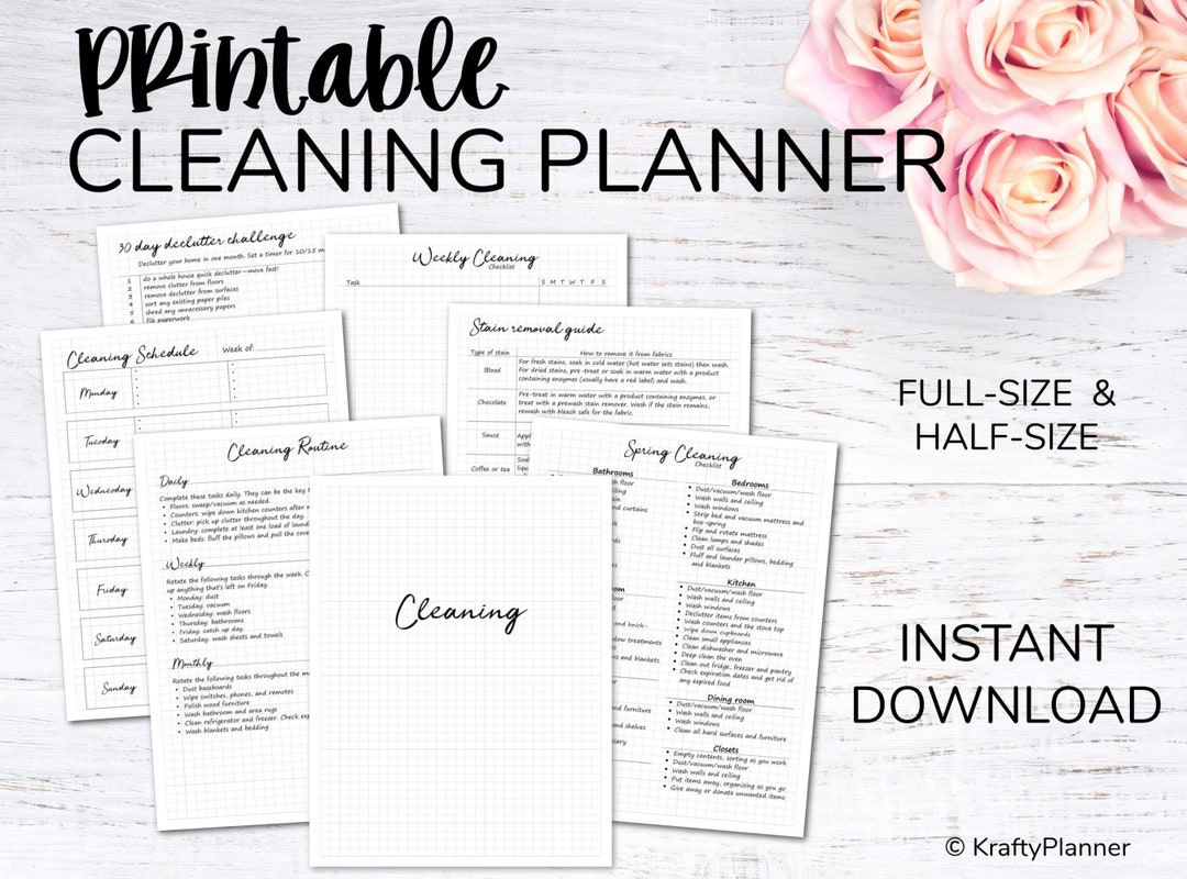 Cleaning Routine Printable Planner - 13 Sheets - Etsy
