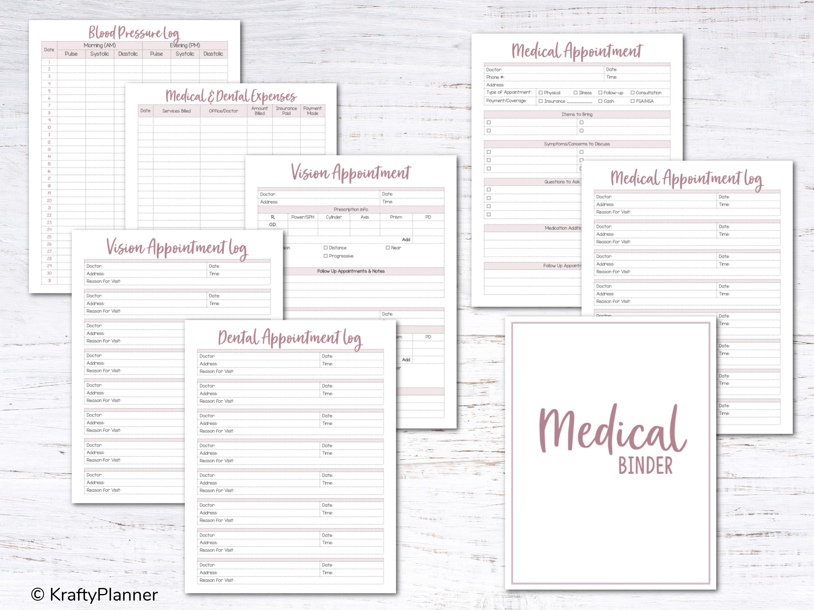 Medical Planner Printable Health Organizer Doctor Appointment Tracker ...