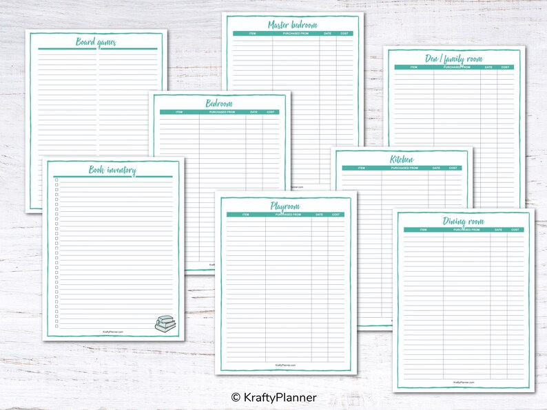 Home Inventory Planner Printable Household Asset Tracker, Property ...
