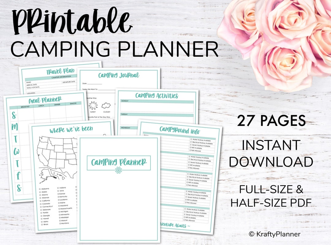 Camping Planner and Journal, Travel Journal Printable Travel Planner ...