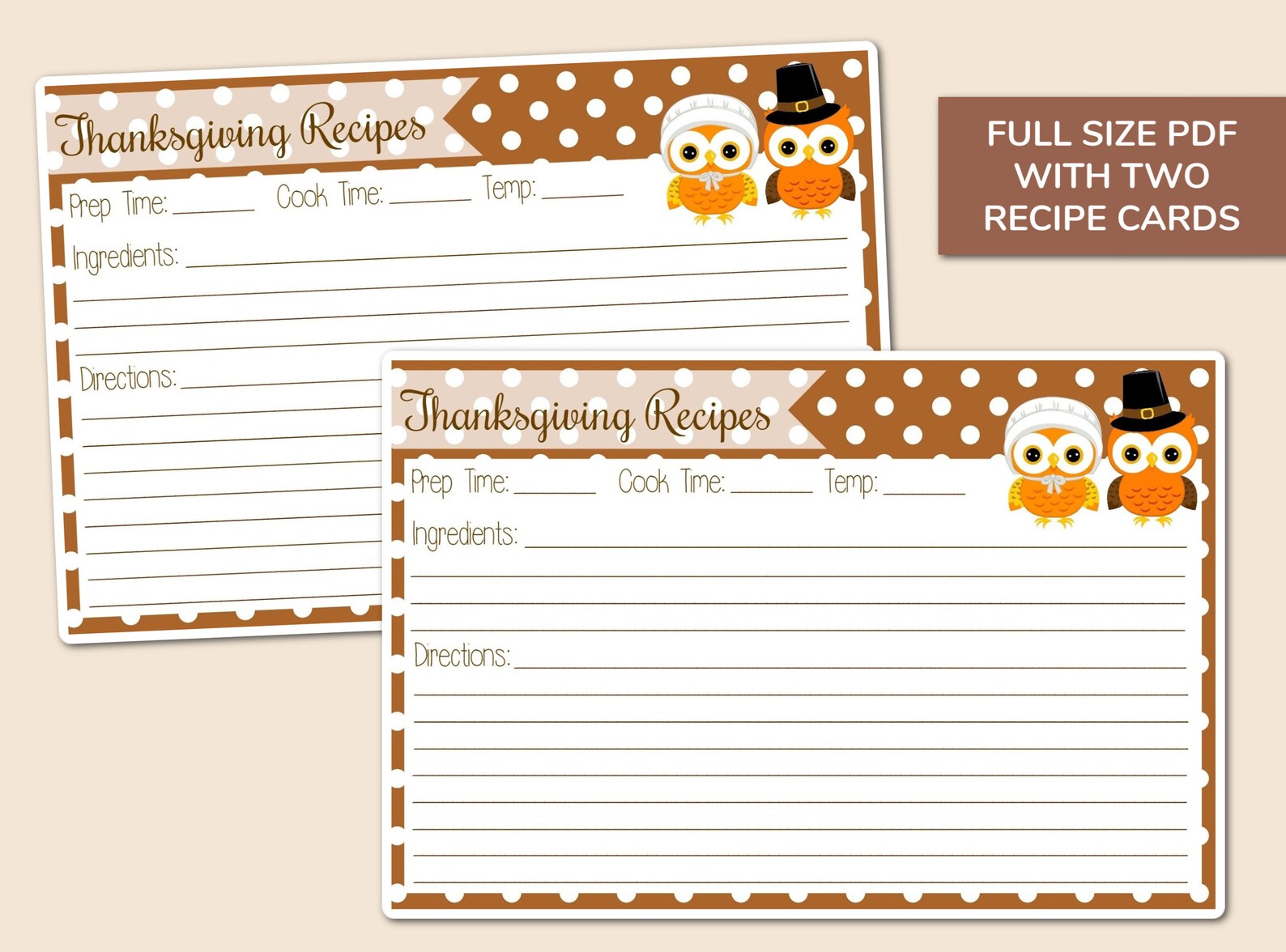 Thanksgiving Recipe Card Printable for All of Your Holiday Menu ...