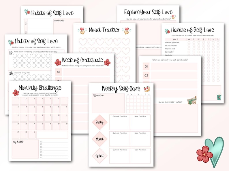 Self-care Journal Printable, Guided Self-love and Wellness Planner ...