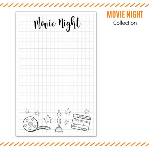Movie Night Log 2 sheets PDF | Etsy