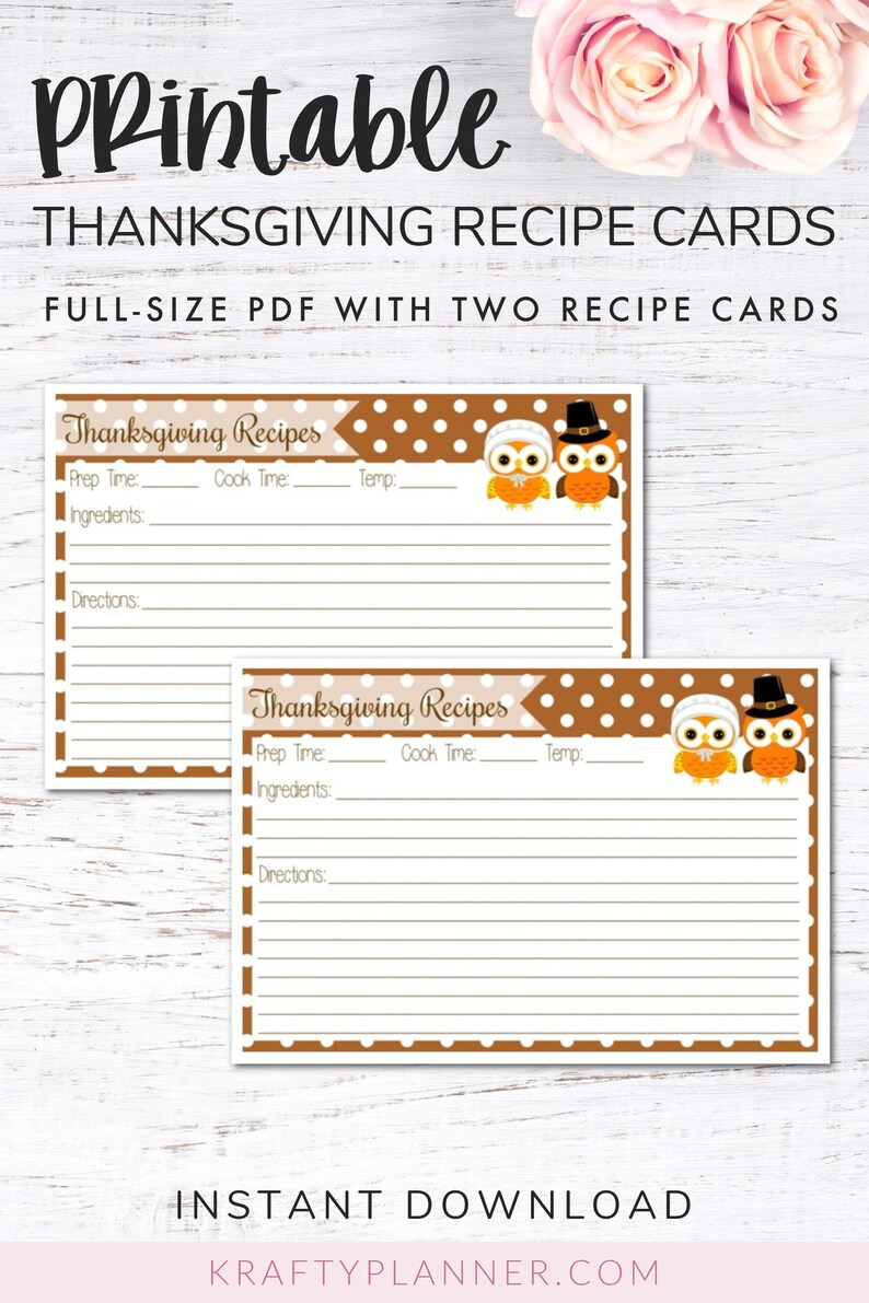 Thanksgiving Recipe Card Printable - Etsy