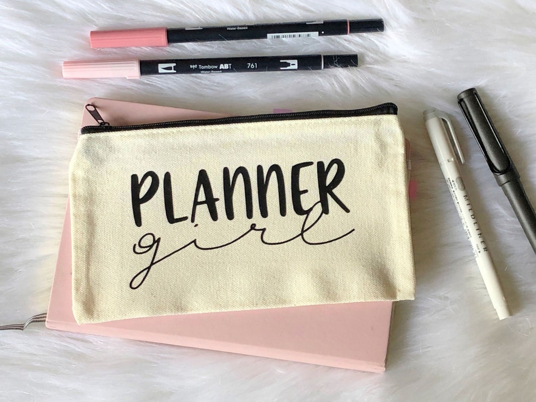 Canvas Pen Pouch, Planner Girl Pen Case, Pen Holder, Pen Bag, Pencil ...