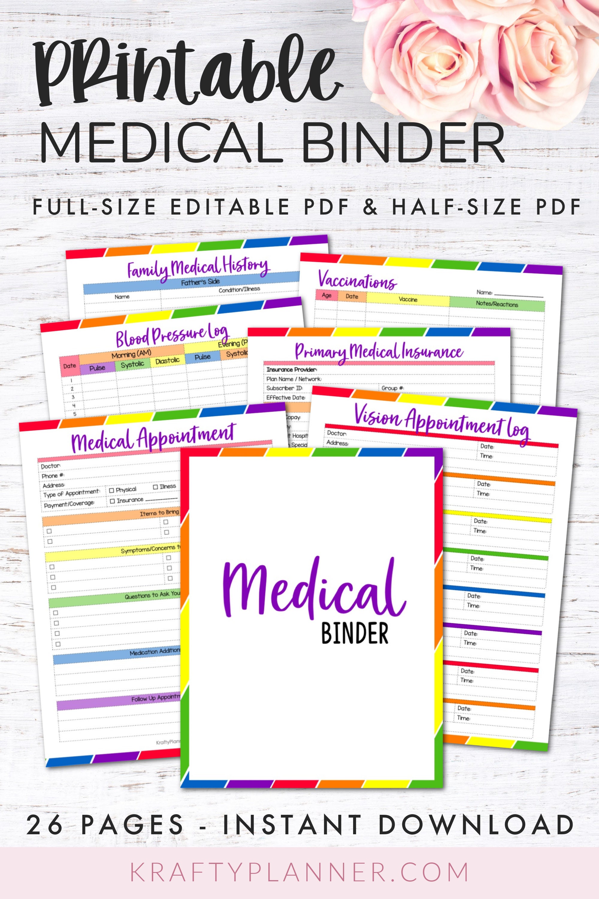 Medical Planner Printable Health Organizer Doctor Appointment Tracker ...
