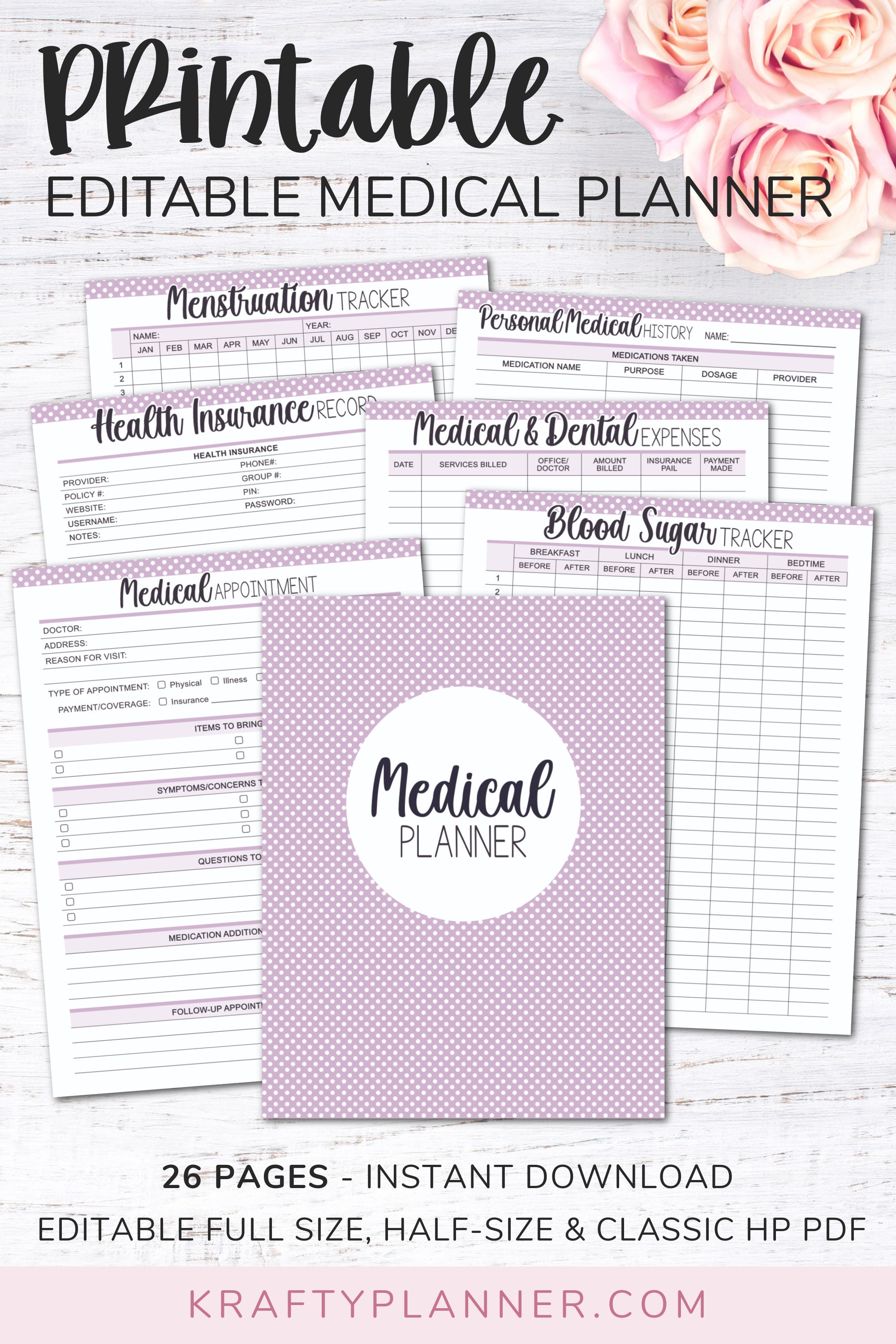 Medical Planner Printable Health Organizer Doctor Appt Tracker Health ...