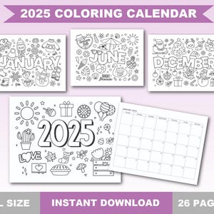 2025 Printable Coloring Calendar | Fun Monthly Planner | Dated Calendar ...