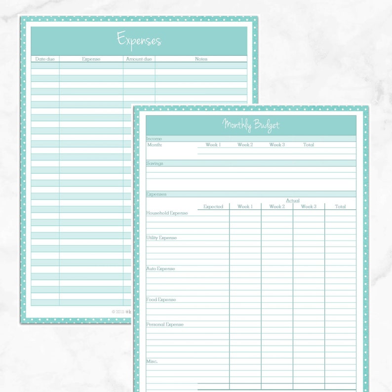 Financial Planner Instant Download Etsy