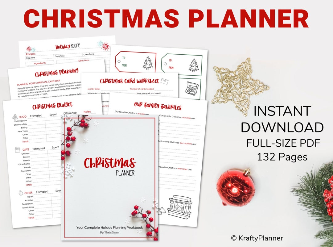 Christmas Planner Printable, Holiday Organizer Festive Planning Kit ...