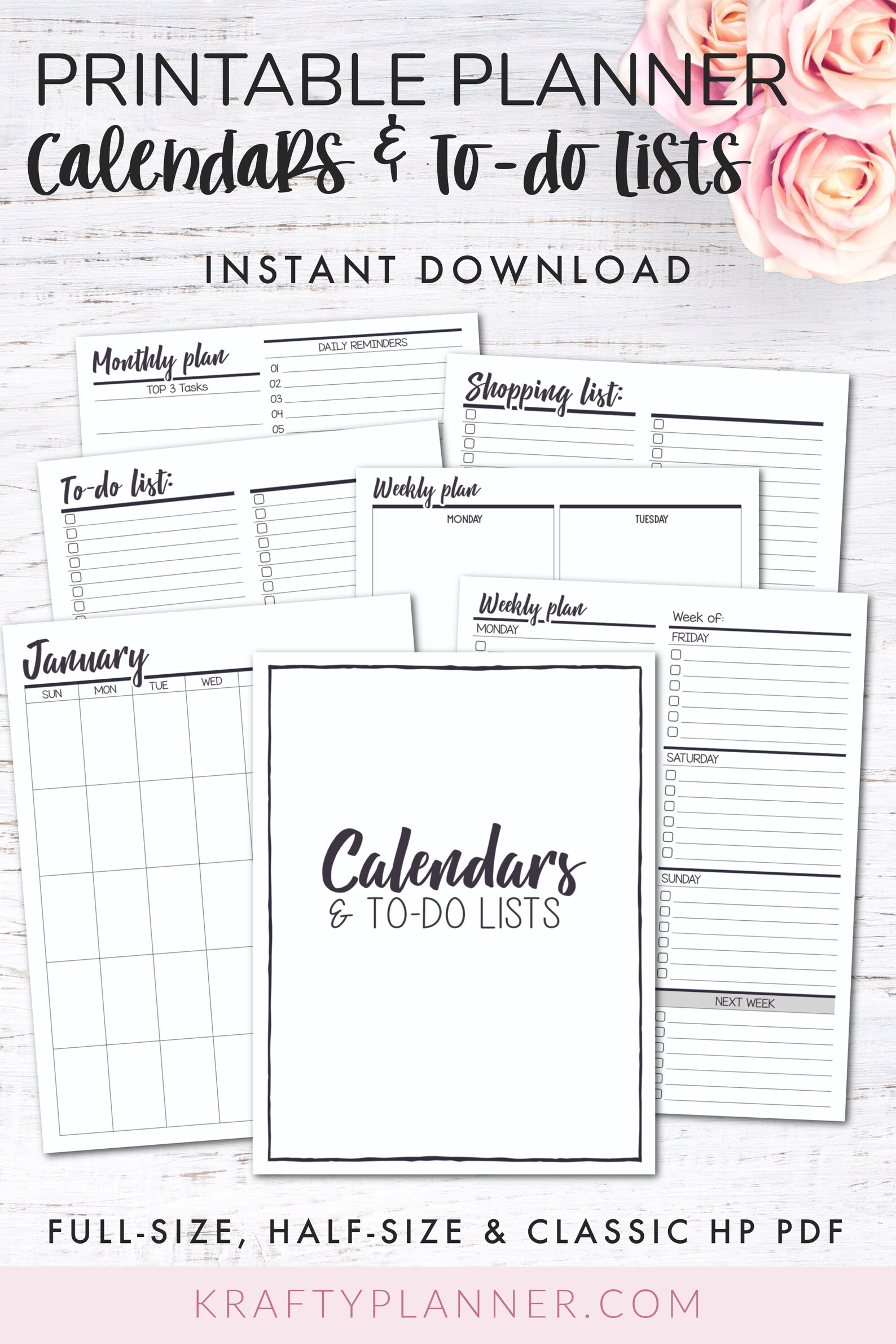 Calendars and To-do List Planner Pack - 69 Pages - Etsy