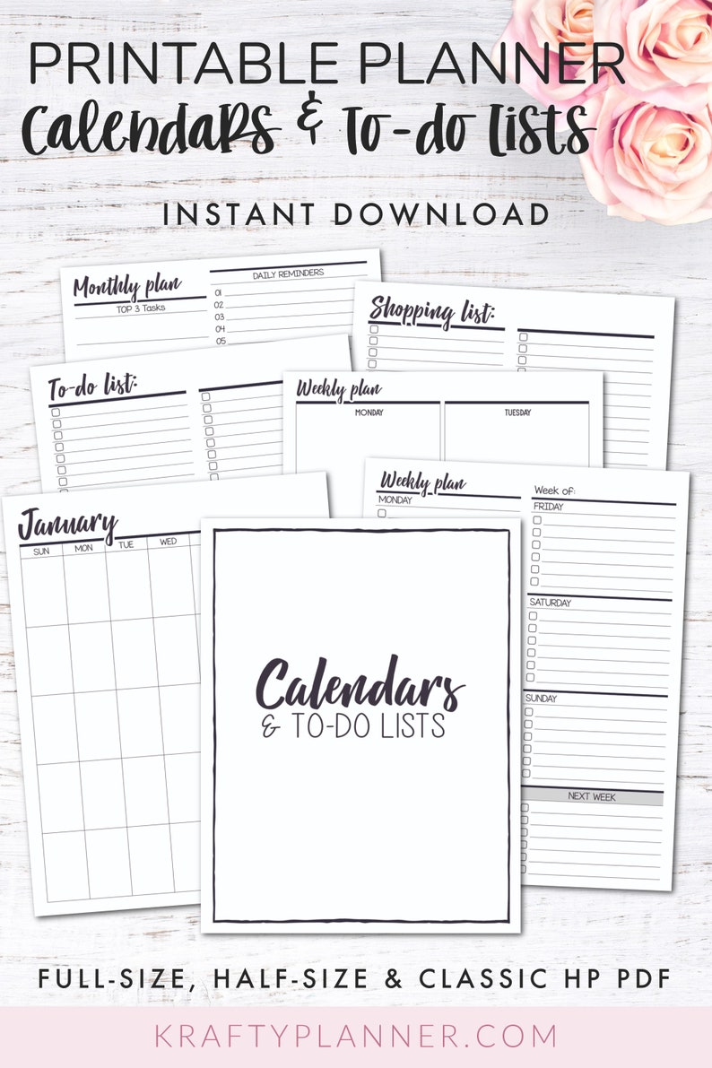 Calendars and To-do List Planner Pack 69 Pages - Etsy