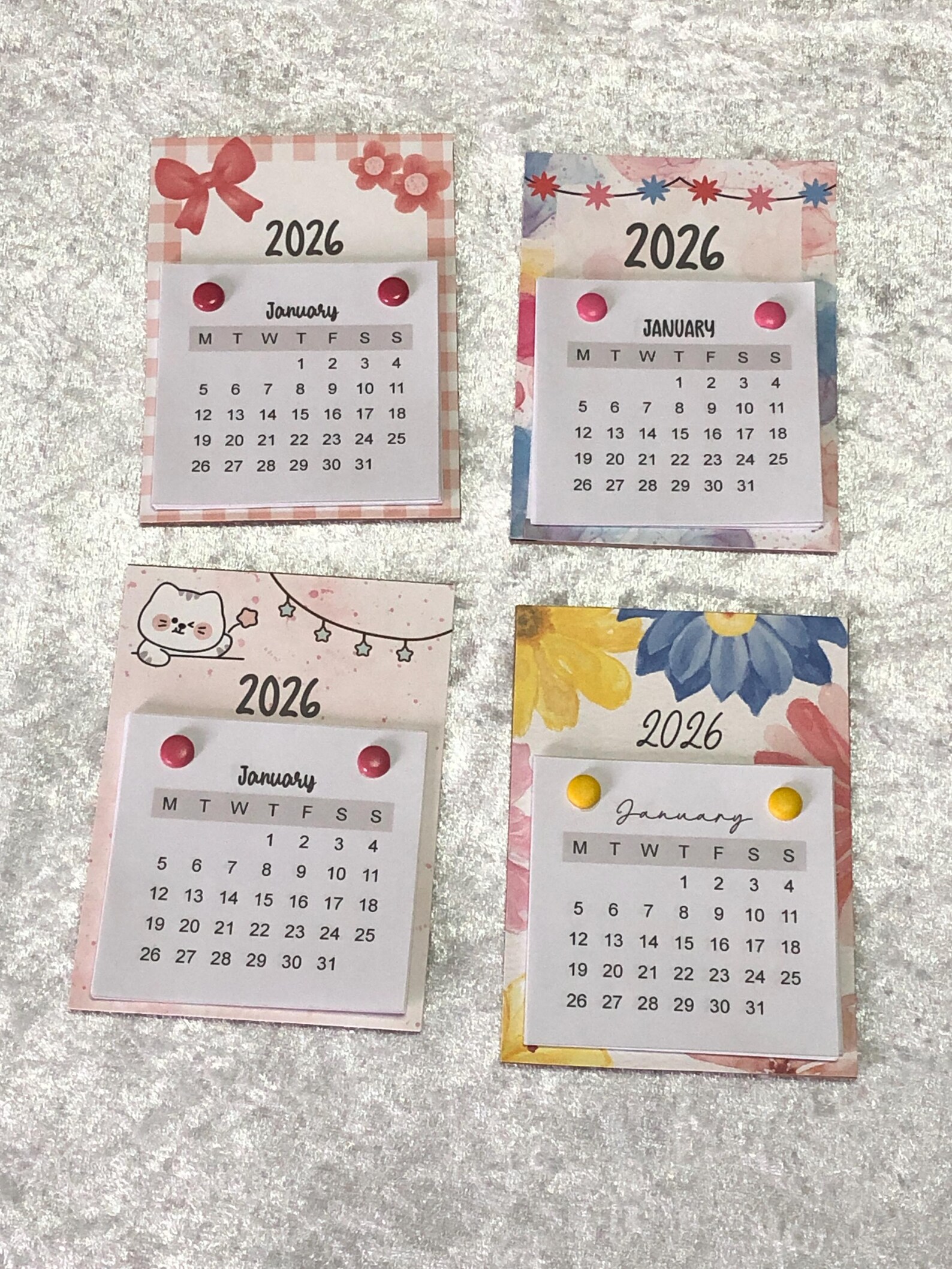 2026 Mini Desk Calendar – 3.25x4.5” With Easel or Magnet | Cute ...