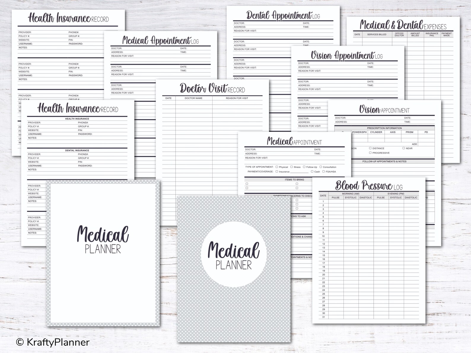 Medical Planner Printable Health Organizer Doctor Appt Tracker Health ...