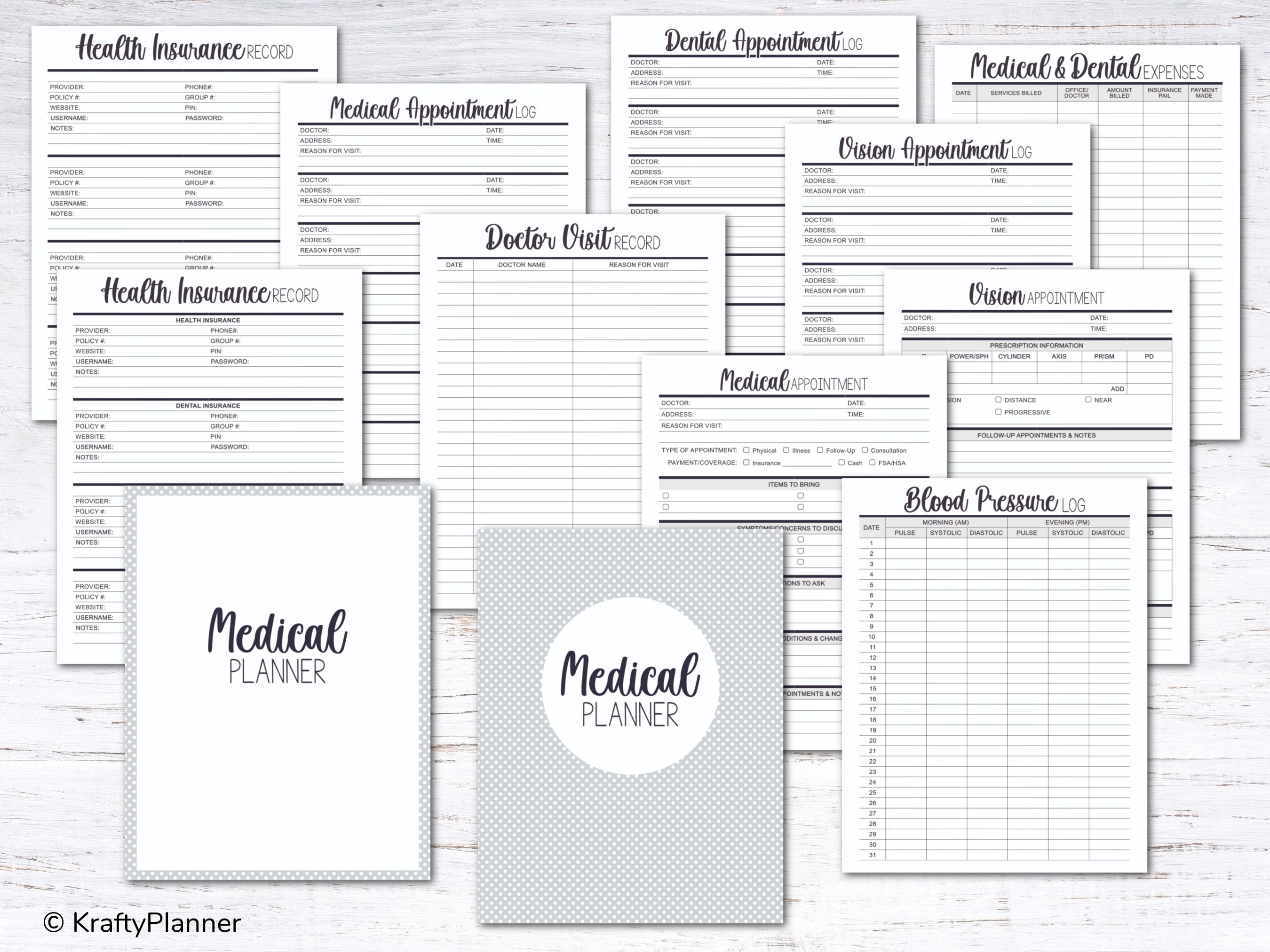 Medical Planner Printable Health Organizer Doctor Appt Tracker Health ...