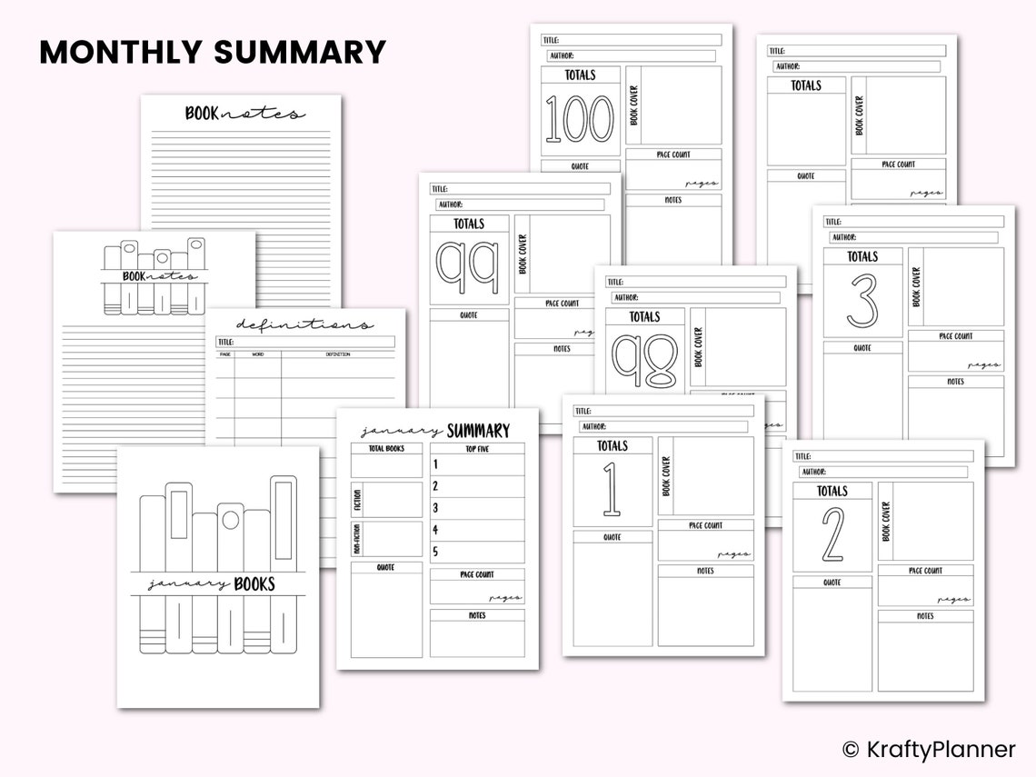 Reading Journal: Printable Book Lover's Diary and Tracker | Book Review ...