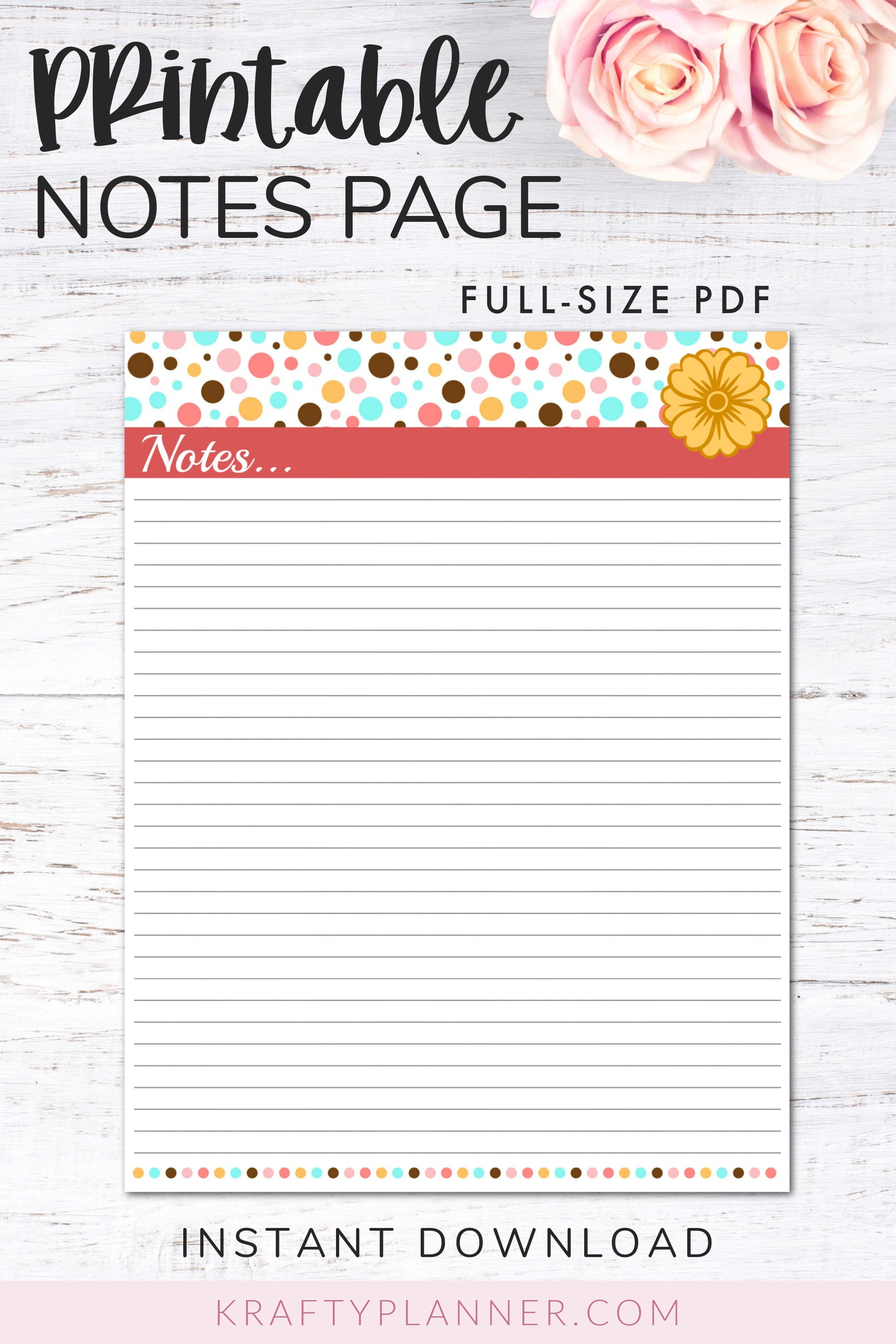 Printable Notes Page - Etsy