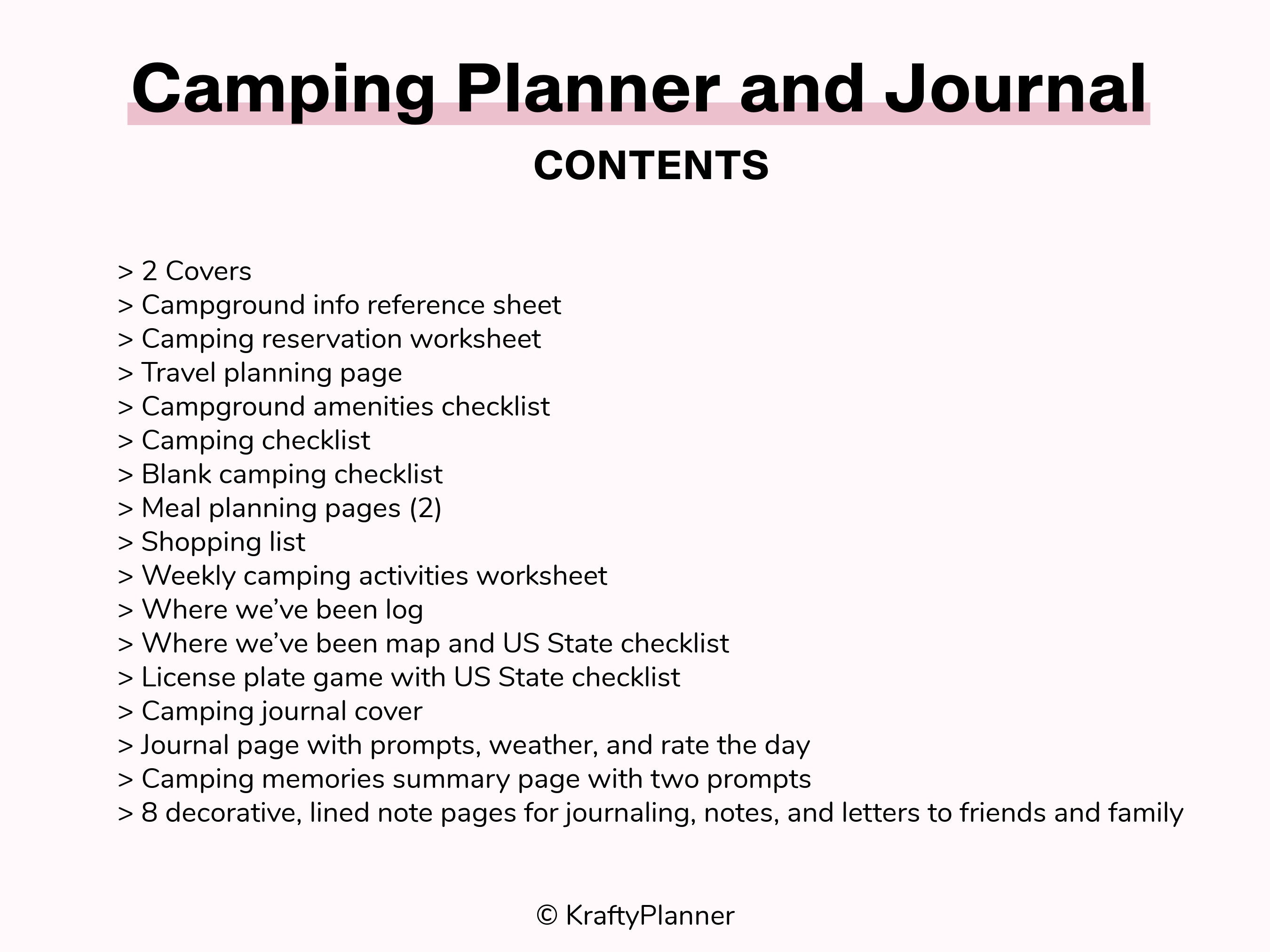 Camping Planner and Journal Editable PDF Purple Camping Planner ...