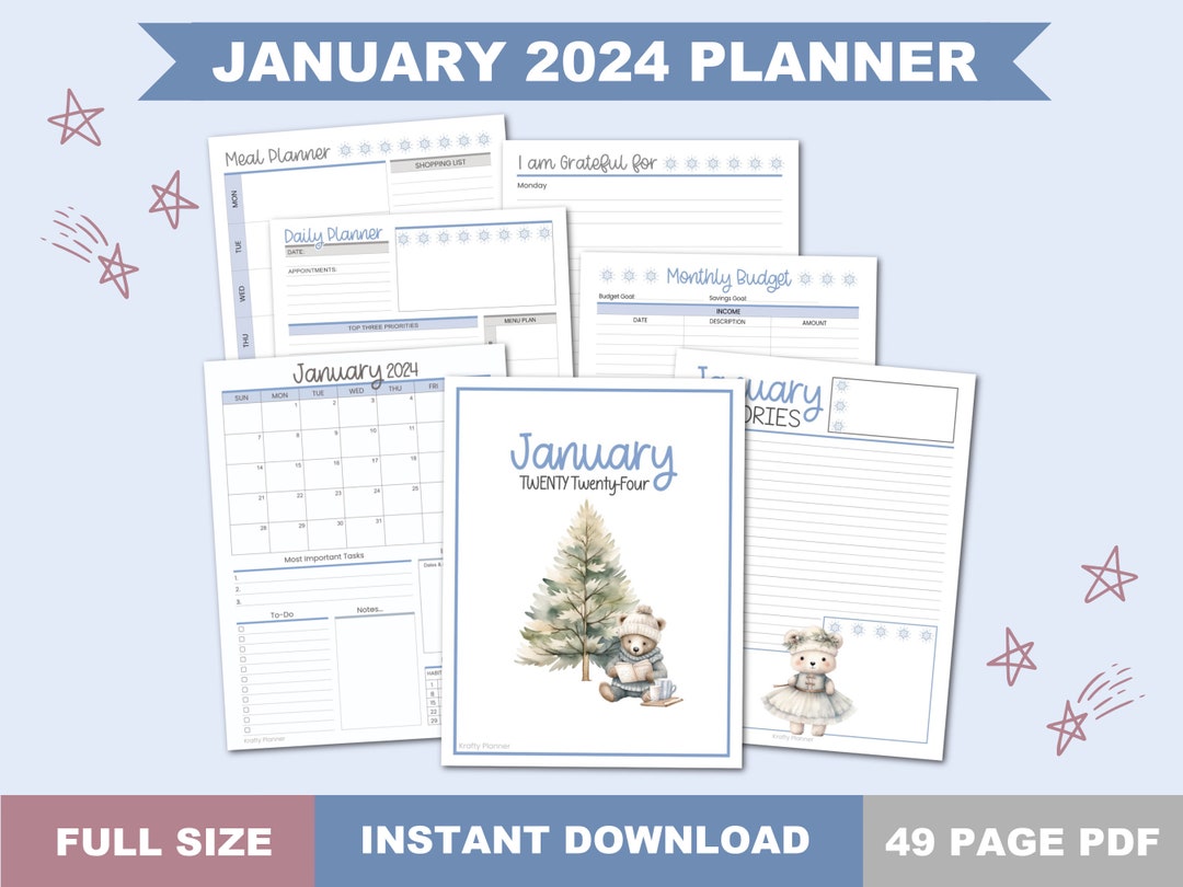 January 2024 Planner Printable PDF Instant Download January 2024 ...