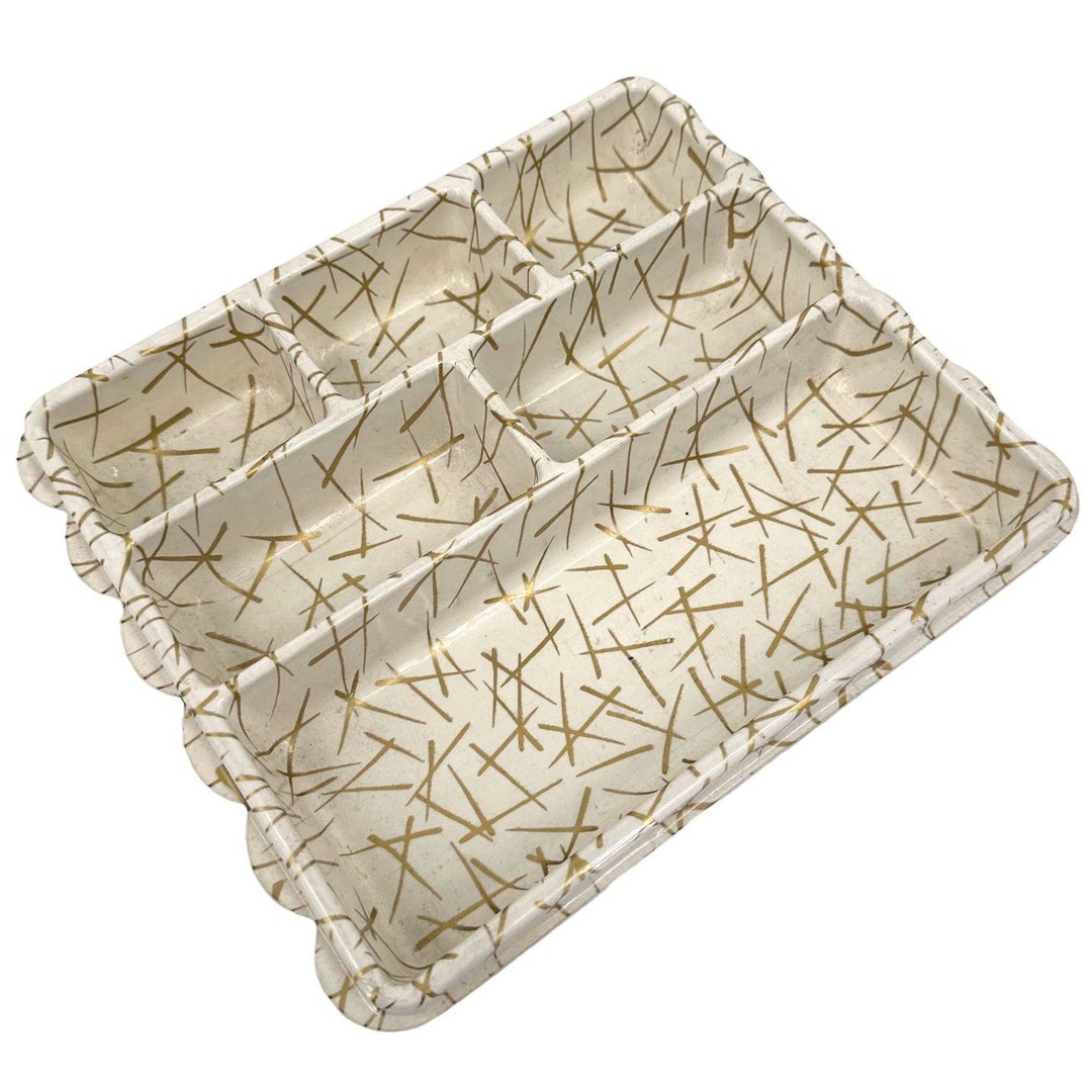 Vintage Plastic Desk Organizer Tray Max Klein 6 Compartments MCM Gold ...