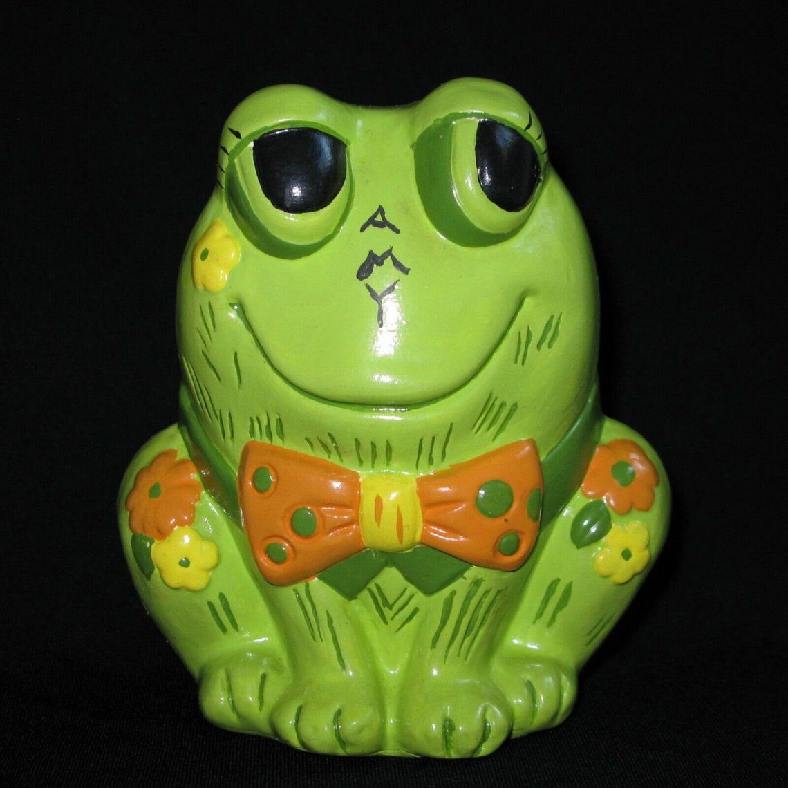 Vintage Chalkware Frog Bank AMY Big Eye Froggy Piggy Bank | Etsy