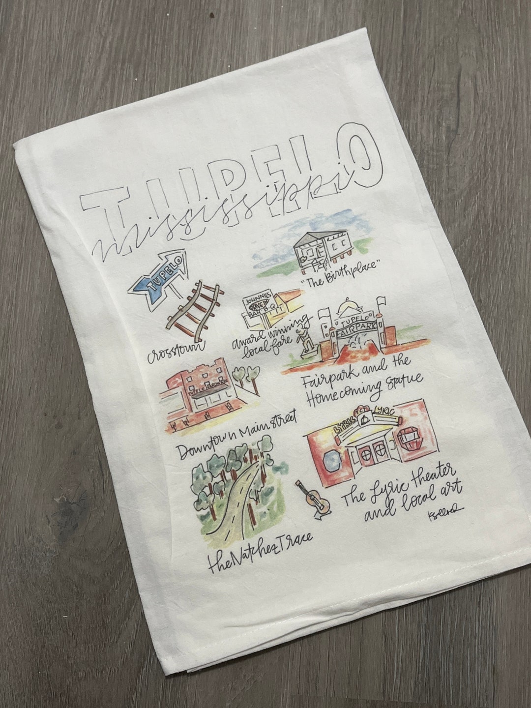 Tupelo, Mississippi, City Map Tea Towel, Kitchen Towel, Dish Towel - Etsy
